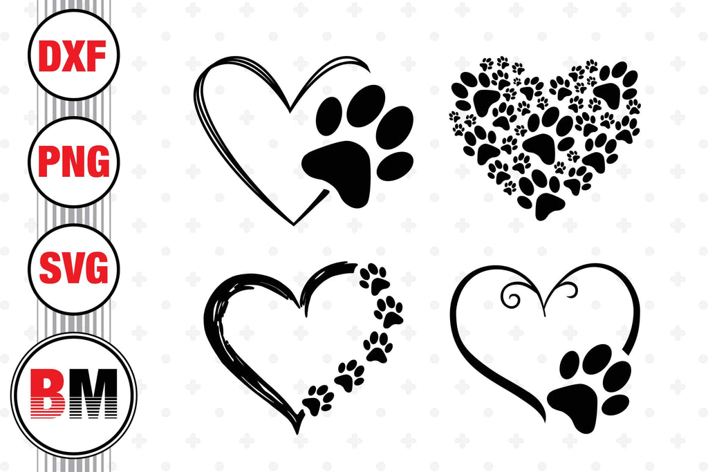 Heart Paw SVG, PNG, DXF Files - So Fontsy