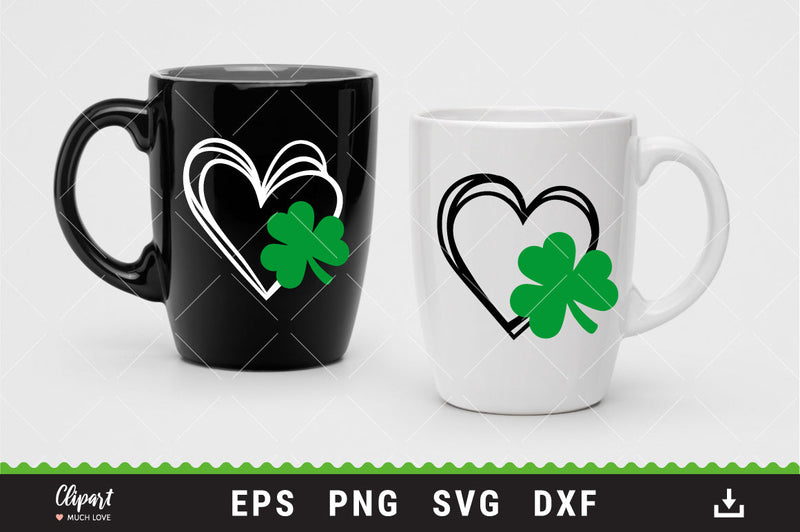 Heart Shamrock svg, Saint Patrick's Day Heart SVG, DXF, PNG - So Fontsy