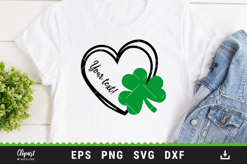 Heart Shamrock svg, Saint Patrick's Day Heart SVG, DXF, PNG - So Fontsy