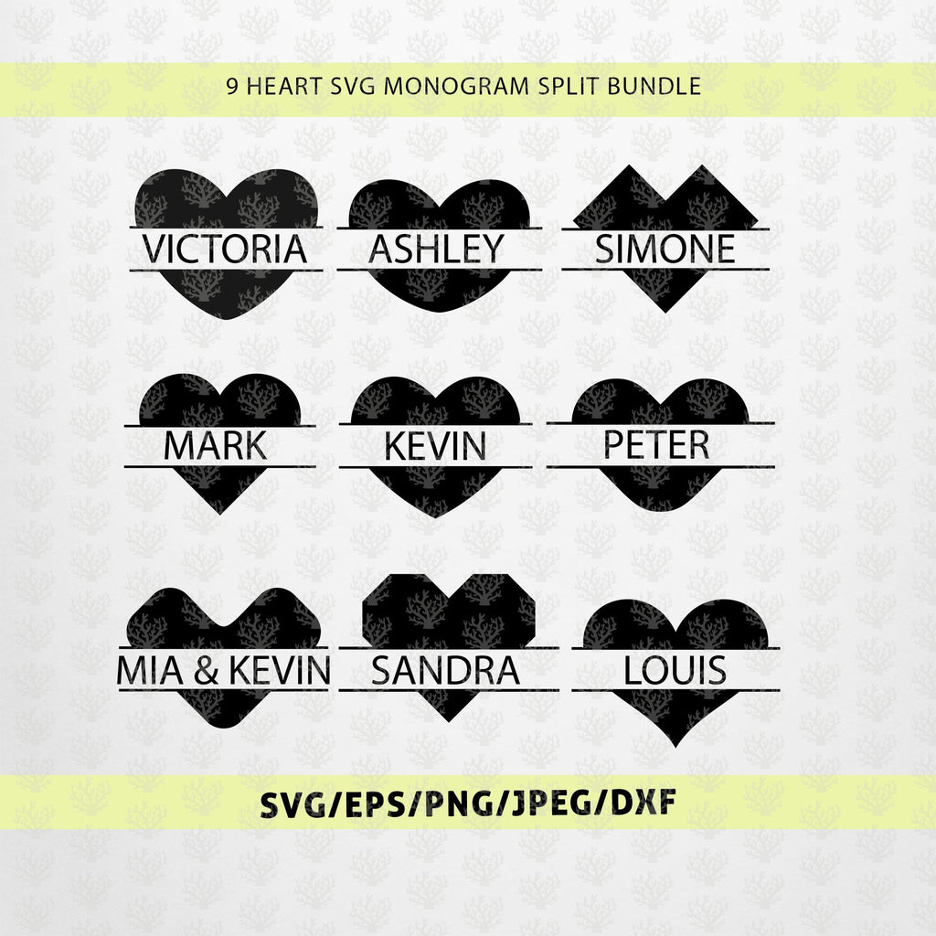 Heart Split Monogram Bundle - So Fontsy