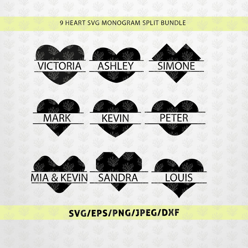 Heart Split Monogram Bundle - So Fontsy