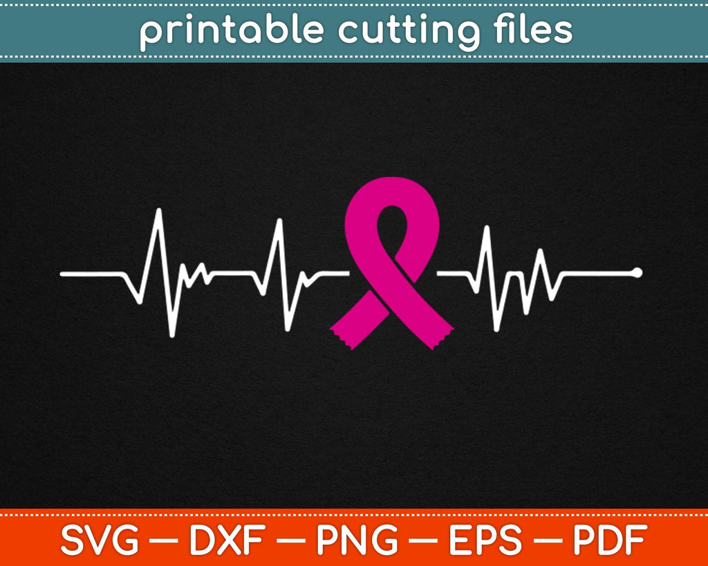 Heartbeat Breast Cancer Awareness Svg Design - So Fontsy