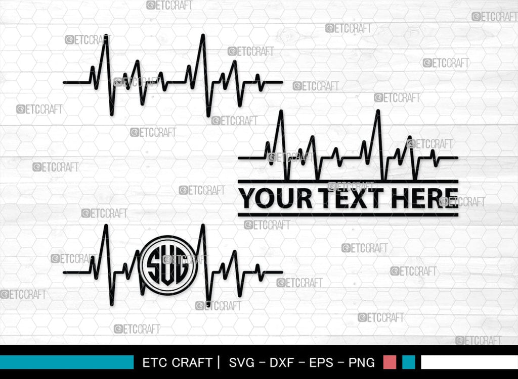 Heartbeat Monogram, Heartbeat Silhouette, Heartbeat SVG, Stethoscope ...