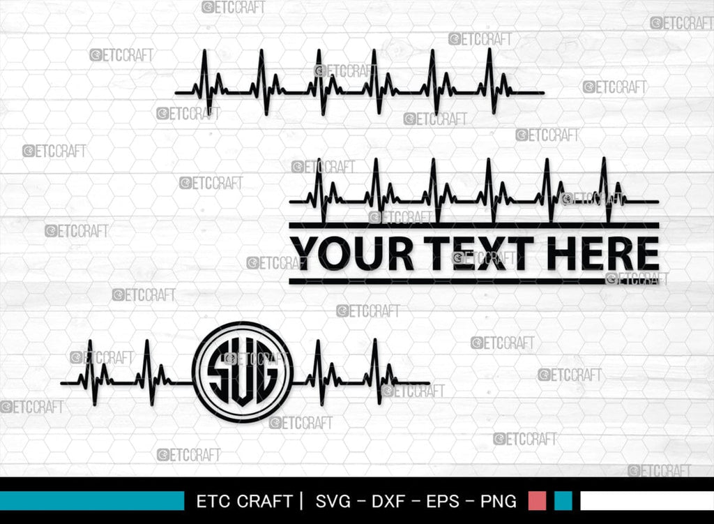 Heartbeat Monogram, Heartbeat Silhouette, Heartbeat SVG, Stethoscope ...