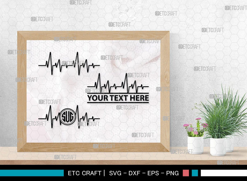 Heartbeat Monogram, Heartbeat Silhouette, Heartbeat SVG, Stethoscope ...