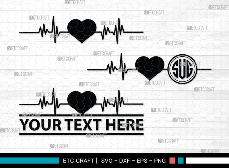 Heartbeat Monogram, Heartbeat Silhouette, Heartbeat SVG, Stethoscope ...