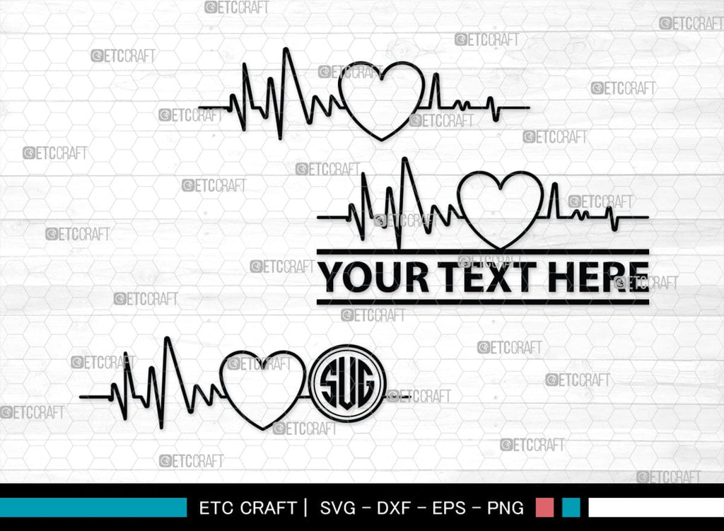 Heartbeat Monogram, Heartbeat Silhouette, Heartbeat SVG, Stethoscope ...