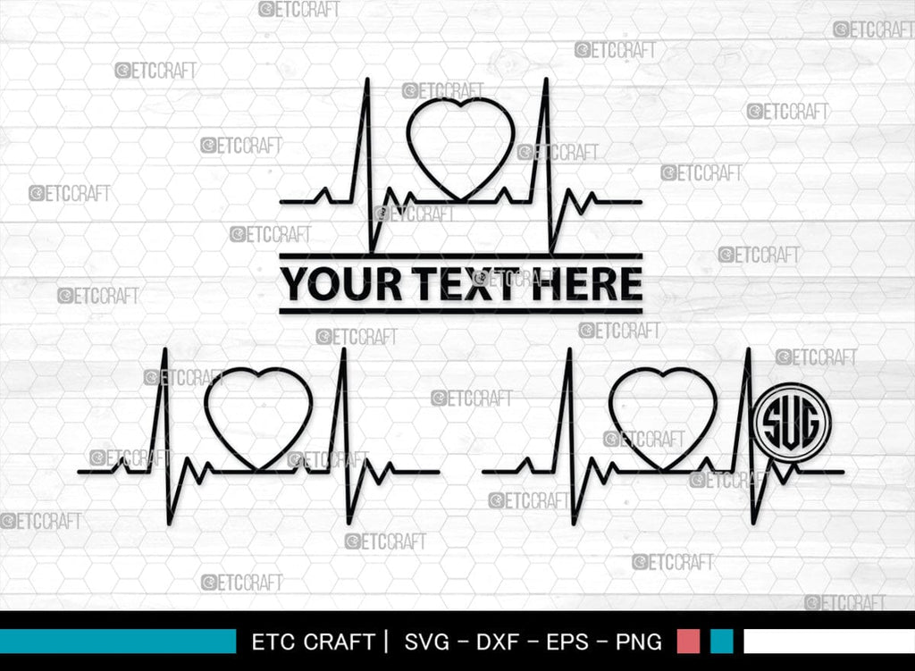 Heartbeat Monogram, Heartbeat Silhouette, Heartbeat SVG, Stethoscope ...