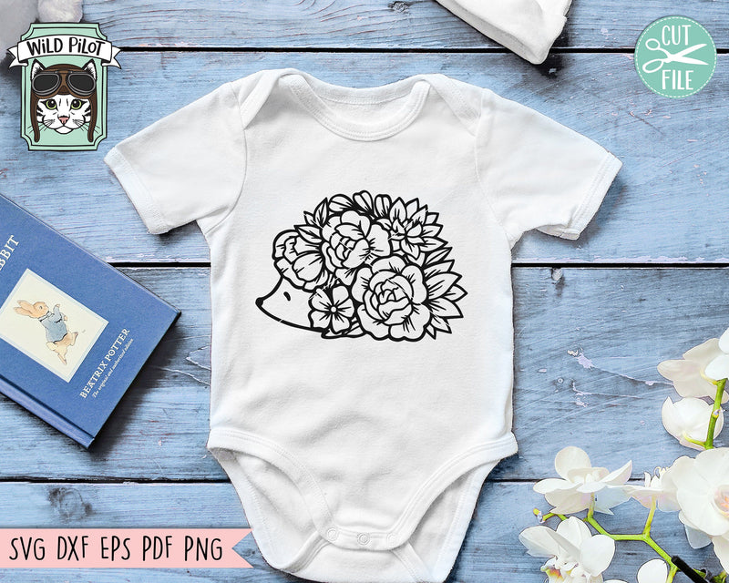 Floral Hedgehog SVG Cut File - So Fontsy
