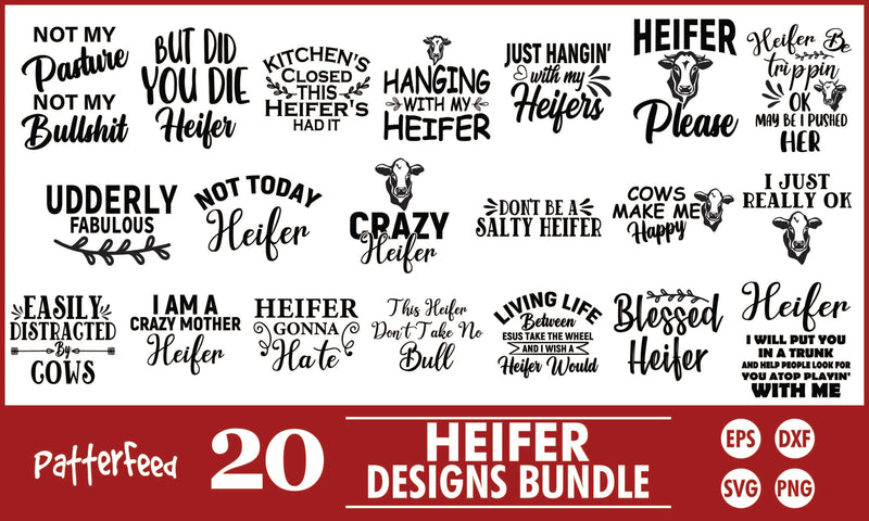 Heifer SVG Designs Bundle - So Fontsy