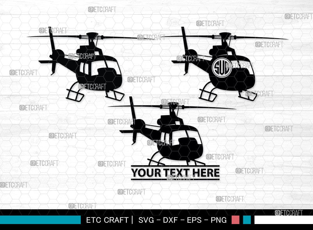 Helicopter Monogram, Helicopter Silhouette, Helicopter SVG, Airplane ...