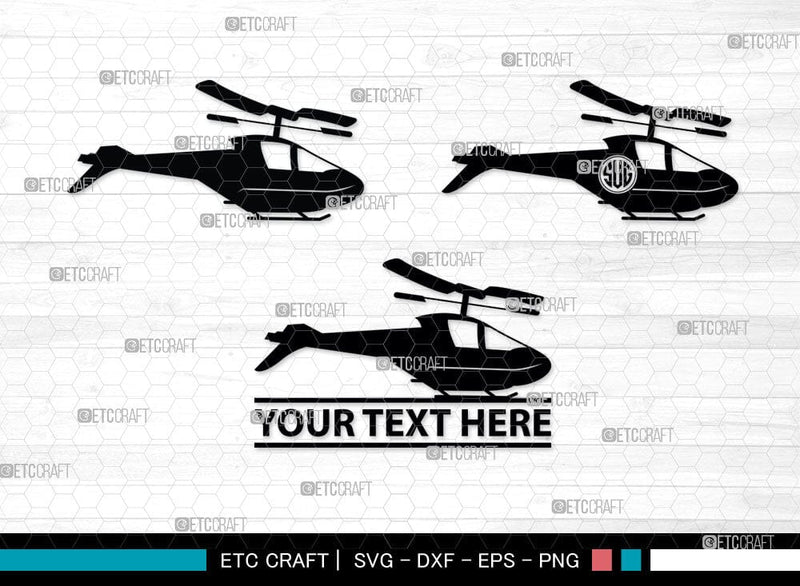 Helicopter Monogram, Helicopter Silhouette, Helicopter SVG, Airplane ...