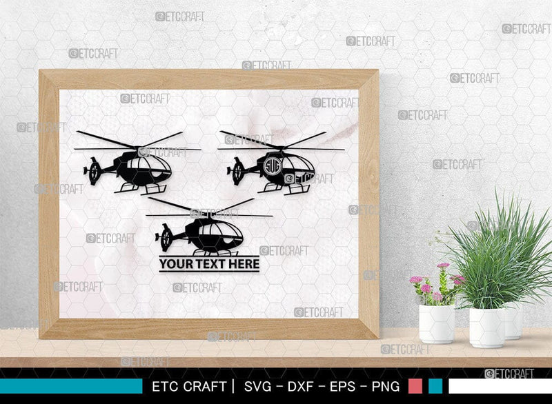 Helicopter Monogram, Helicopter Silhouette, Helicopter SVG, Airplane ...