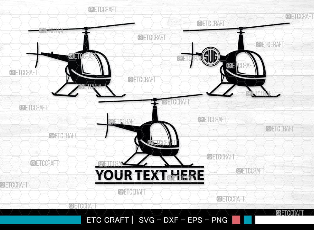 Helicopter Monogram, Helicopter Silhouette, Helicopter SVG, Airplane ...