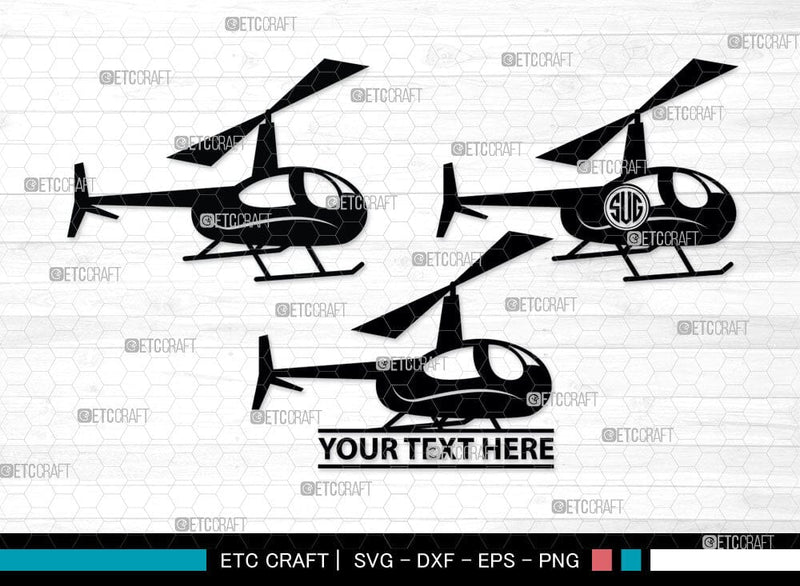 Helicopter Monogram, Helicopter Silhouette, Helicopter SVG, Airplane ...