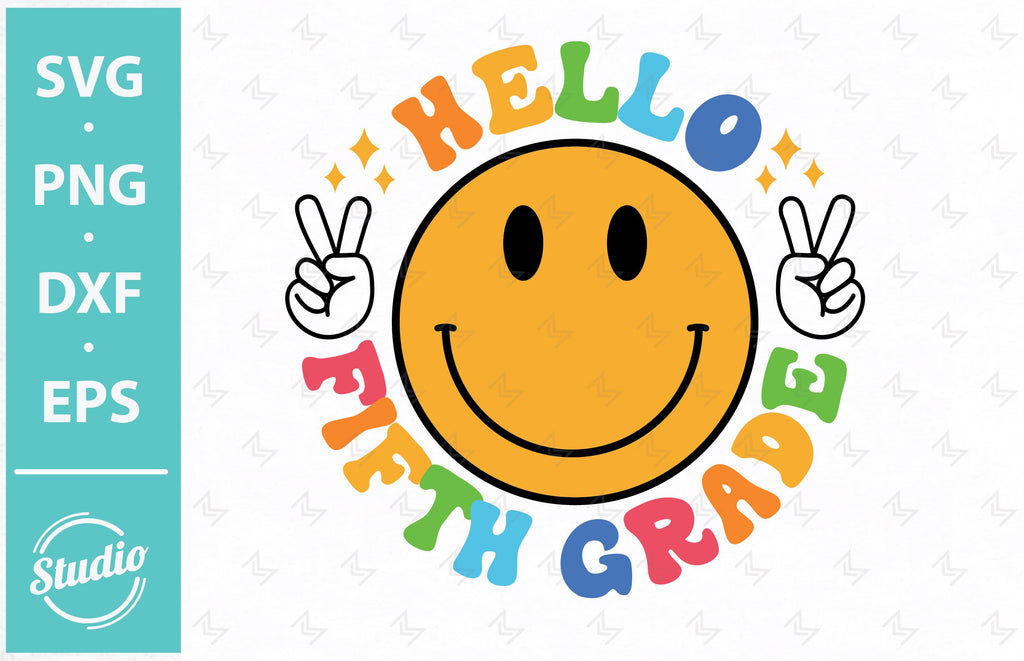 Hello Back To School SVG, Fifth Grade SVG, Smiley Back To School 5th ...
