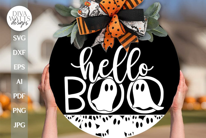 Hello Boo SVG Halloween Door Hanger Ghost SVG Halloween Door Hanger Gh ...