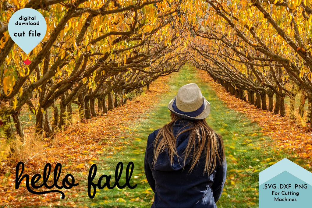 Hello Fall Cursive SVG Cut File Doormat - So Fontsy