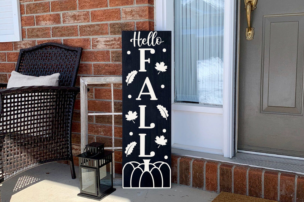 Hello Fall - Fall Vertical Sign SVG - So Fontsy