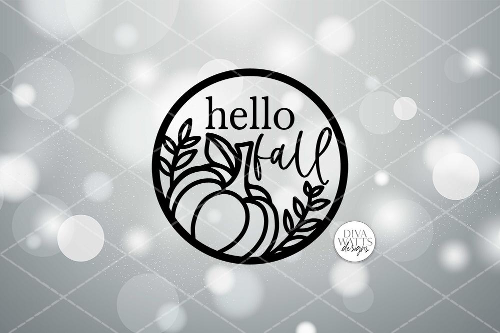 Hello Fall Pumpkin SVG | Round Sign Design - So Fontsy
