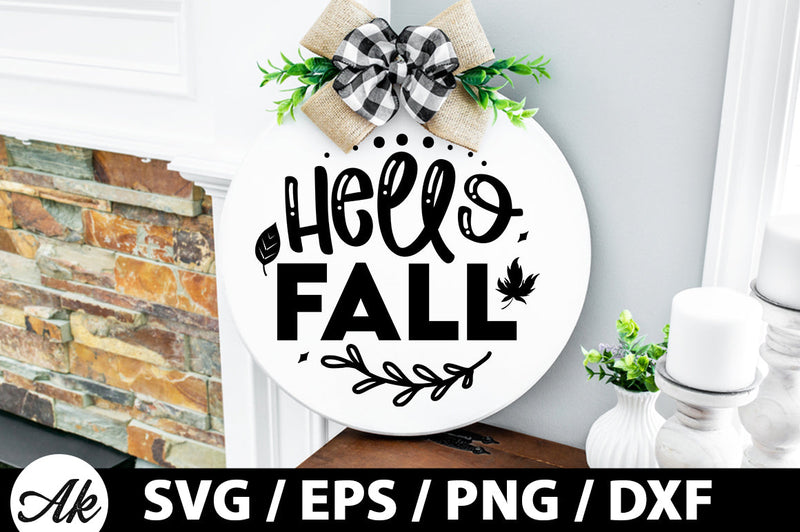Hello fall Round Sign - So Fontsy