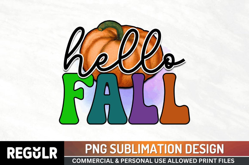 Hello fall Sublimation PNG, Sublimation Fall Design - So Fontsy