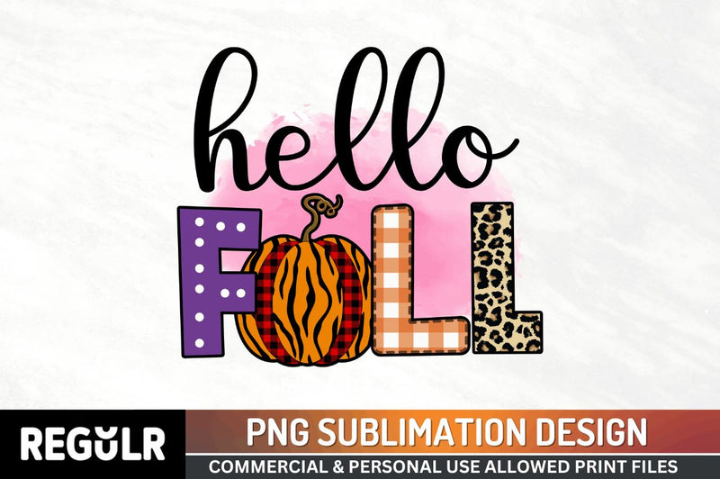 Hello fall Sublimation PNG, Sublimation Fall Design - So Fontsy