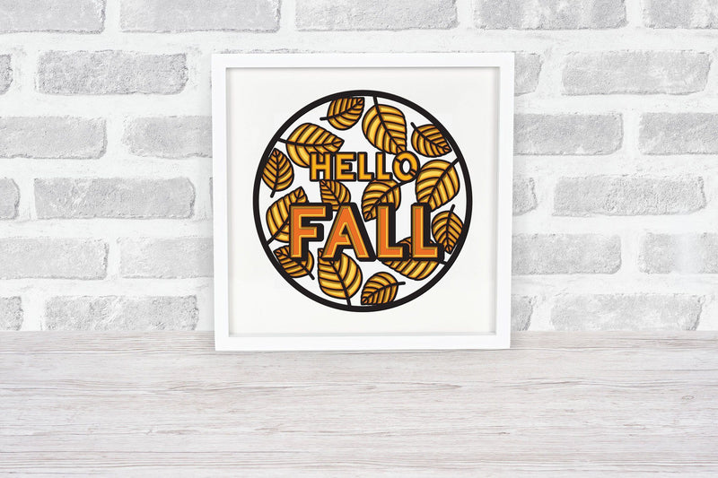 Hello Fall SVG, 3d Layered Leaf SVG, Porch Sign SVG. - So Fontsy