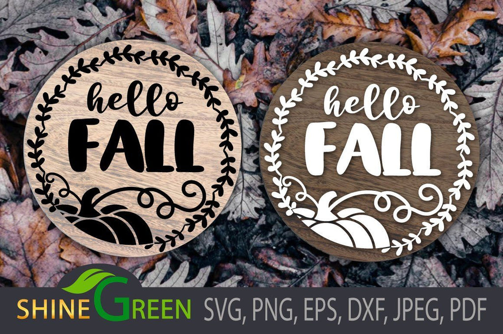 Hello Fall SVG for Round Wood Sign, Cricut, Sublimation - So Fontsy