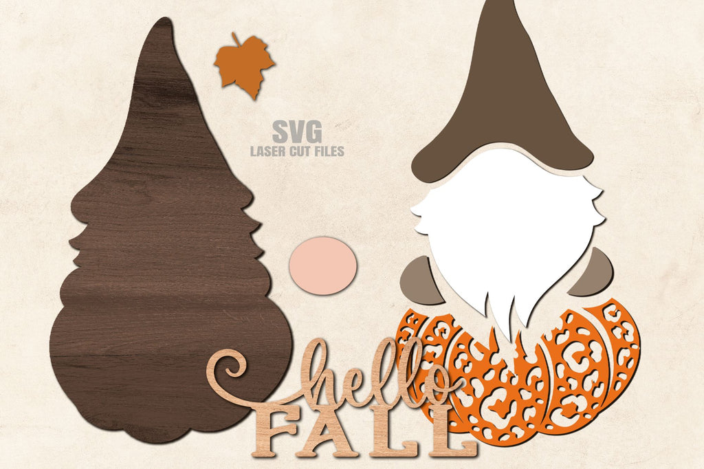 Hello Fall SVG | Gnome SVG | Fall Sign Laser Cut Files - So Fontsy
