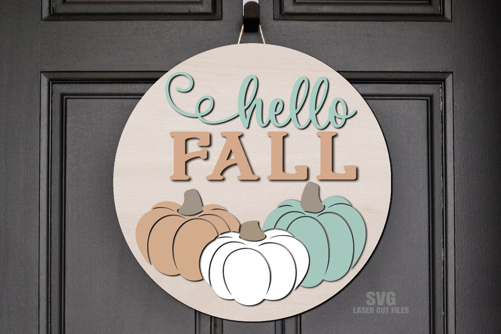 Hello Fall SVG | Pumpkin SVG Laser Cut Files | Fall Welcome Sign - So ...
