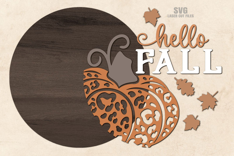 Hello Fall SVG | Pumpkin SVG | Welcome Sign Laser Cut Files - So Fontsy