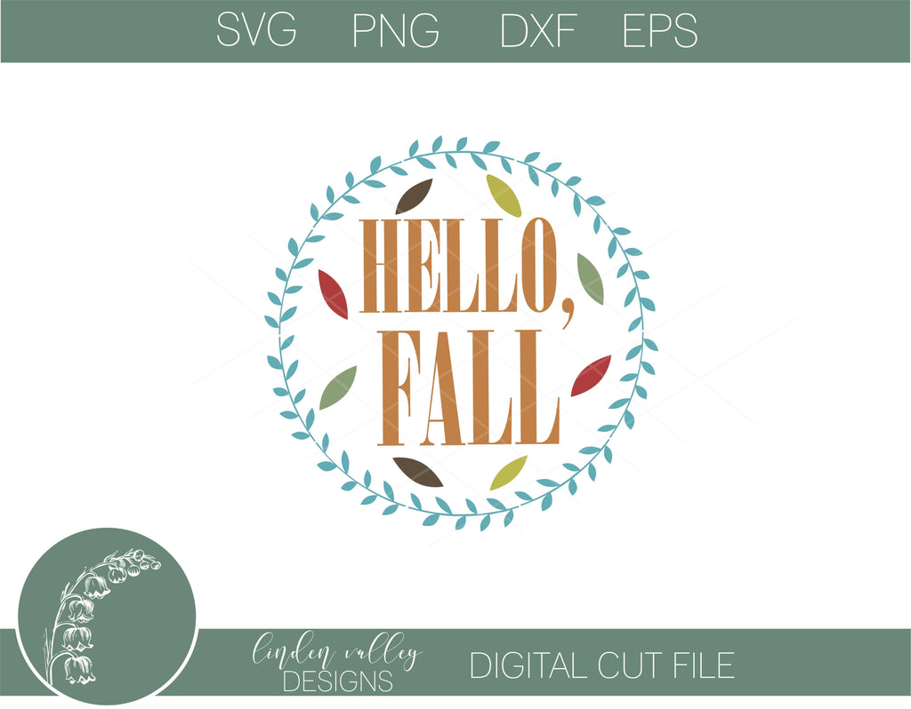 Hello Fall Wreath Round SVG - So Fontsy