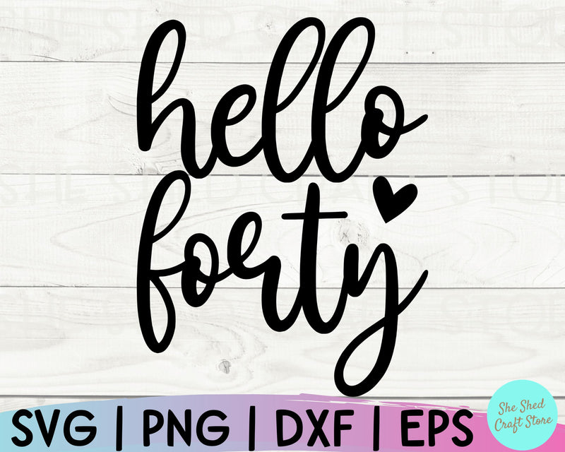 Hello Forty Svg, 40th Birthday Svg, 40th Birthday Shirt, 40 and ...