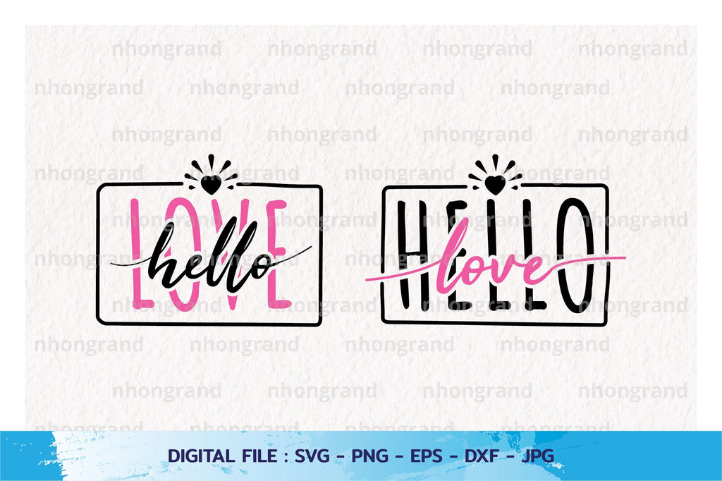 hello love with heart Silhouette, PNG SVG File, Digital Download - So ...