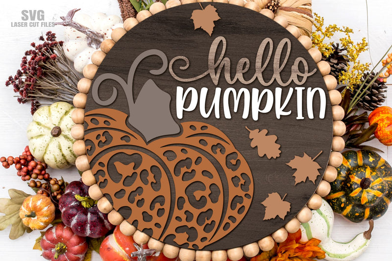 Hello Pumpkin SVG | Fall Welcome Sign Laser Cut Files - So Fontsy