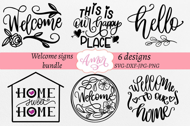 Hello sign svg Mini bundle, welcome sign svg - So Fontsy