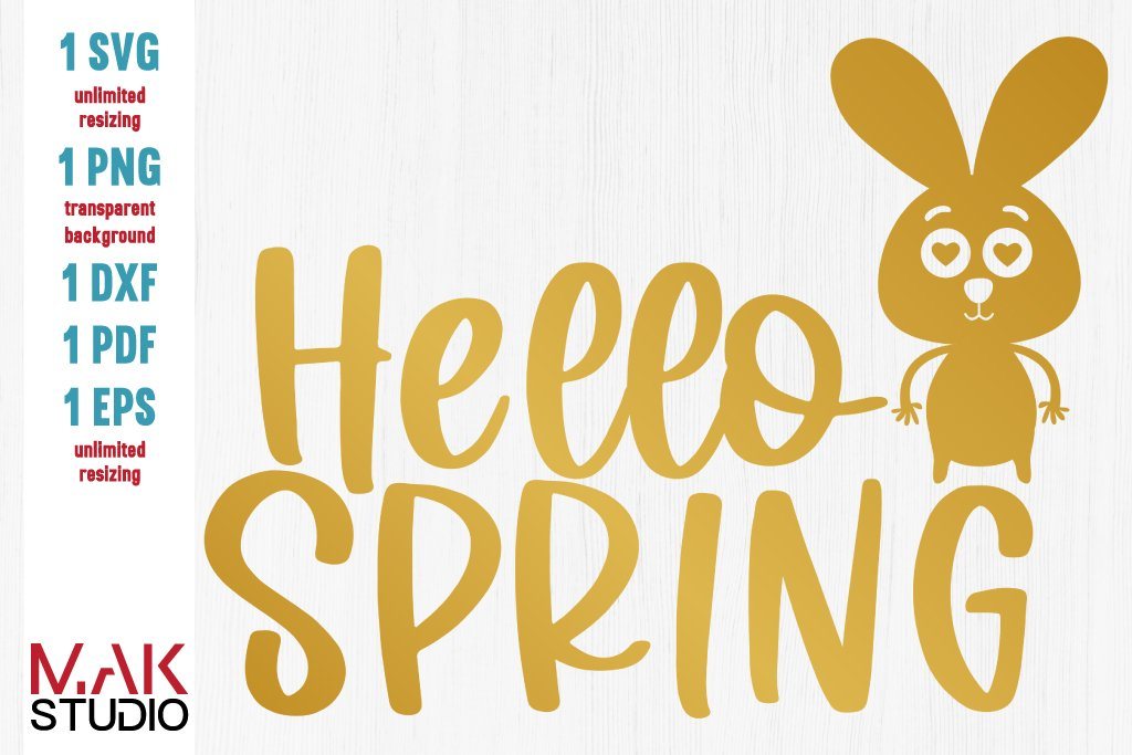 Hello spring rabbit svg, Hello spring dxf, Hello spring png, Hello ...