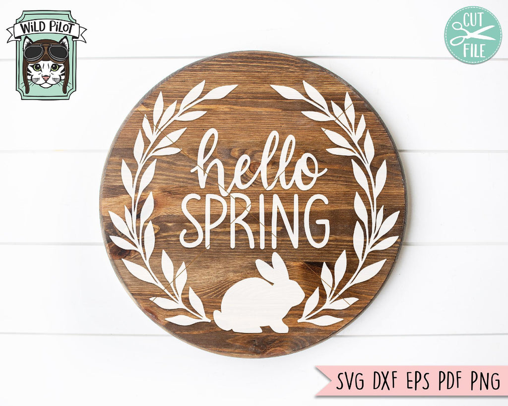 Hello Spring Rabbit Wreath SVG Cut File - So Fontsy