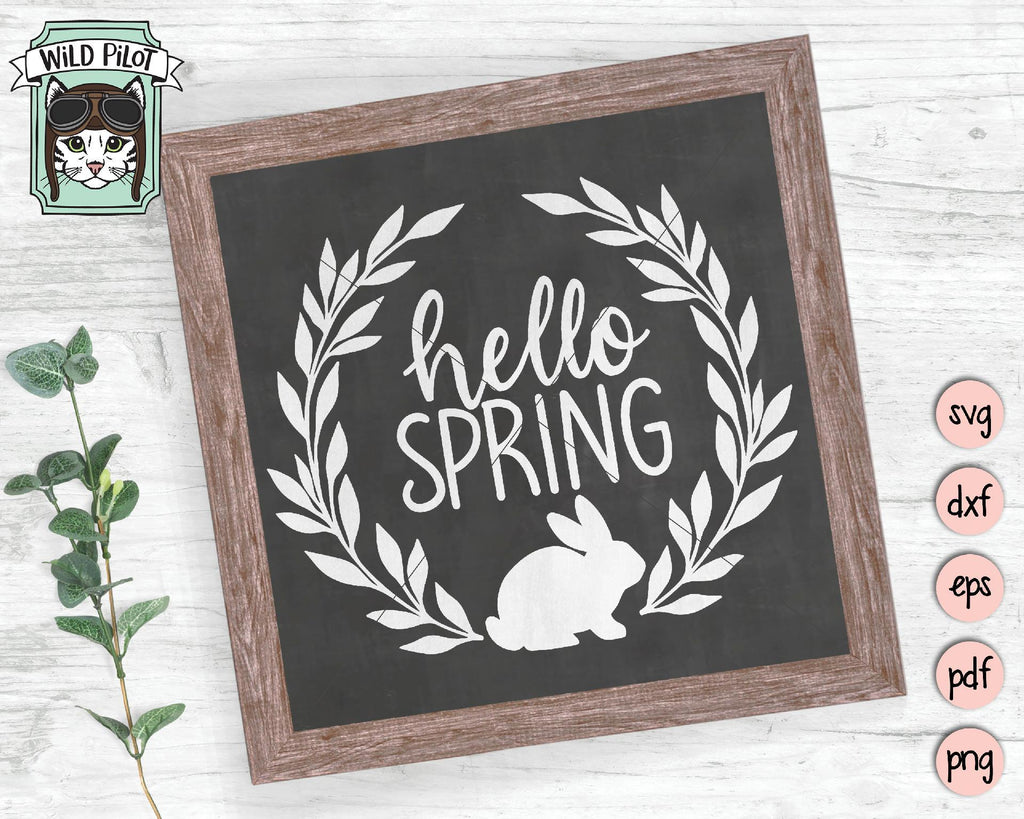 Hello Spring Rabbit Wreath SVG Cut File - So Fontsy