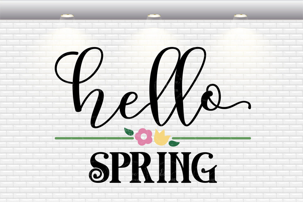 Hello Spring Round Sign - SVG, PNG, DXF, EPS - So Fontsy