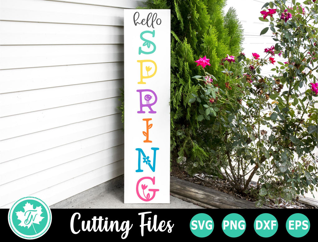 Hello Spring SVG | Vertical Sign SVG | Spring Sign SVG - So Fontsy