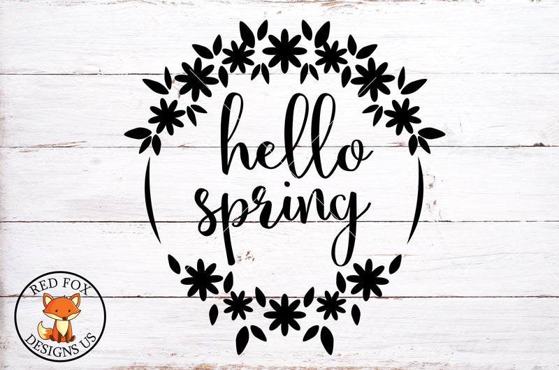 Hello Spring with Wreath SVG PNG DXF | Easter SVG - So Fontsy