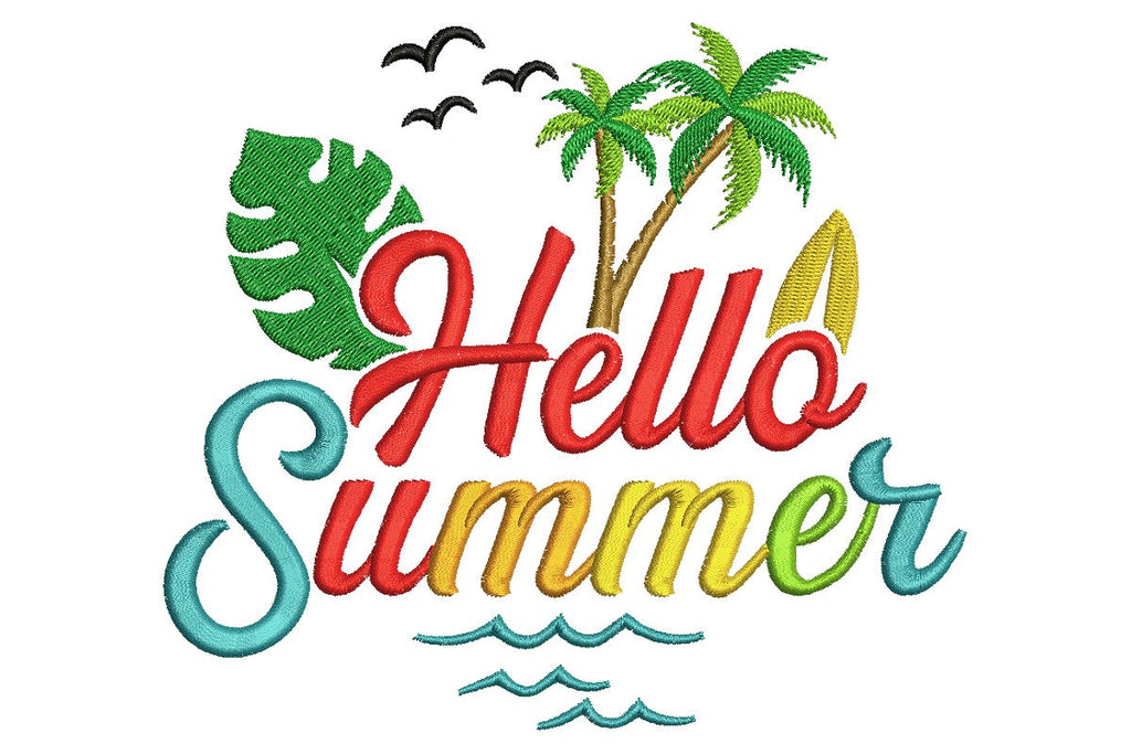Hello Summer Embroidery Design - So Fontsy