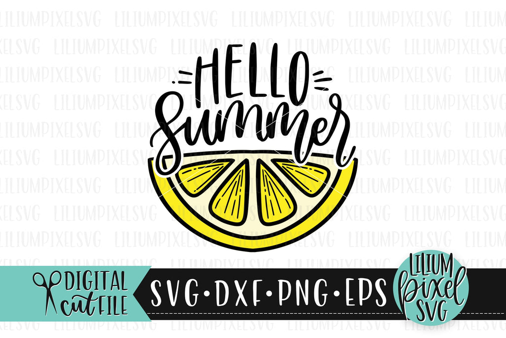 Hello Summer Lemon Half Round Frame - Summer SVG - So Fontsy