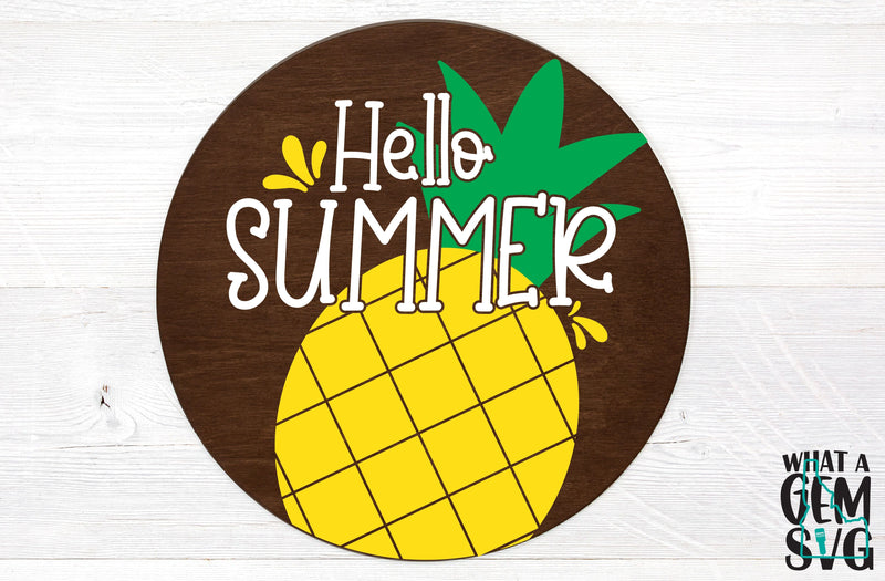 Hello Summer Pineapple Welcome Sign SVG | Pineapple Welcome Door Hange ...