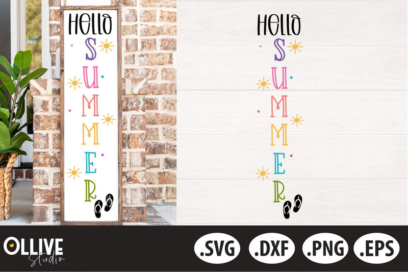 Hello Summer Vertical Sign SVG - So Fontsy