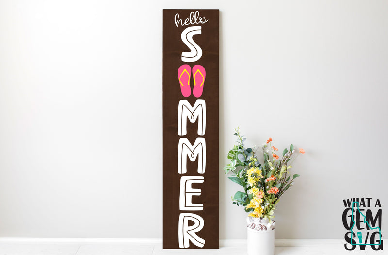 Hello Summer Welcome Sign SVG | Summer Flip Flops Welcome Porch Sign ...