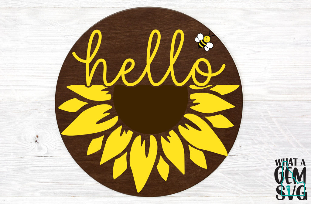 Hello Sunflower SVG | Sunflower Door Sign SVG | Summer Welcome Sign sv ...