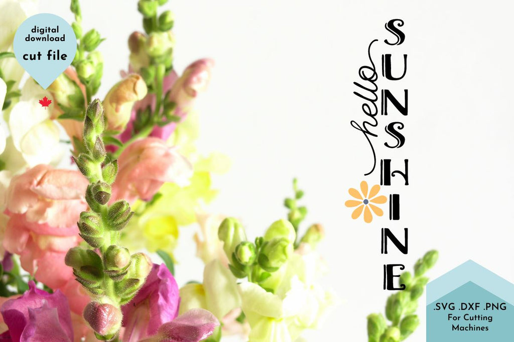 Hello Sunshine Vertical Porch Sign SVG Cut File - So Fontsy